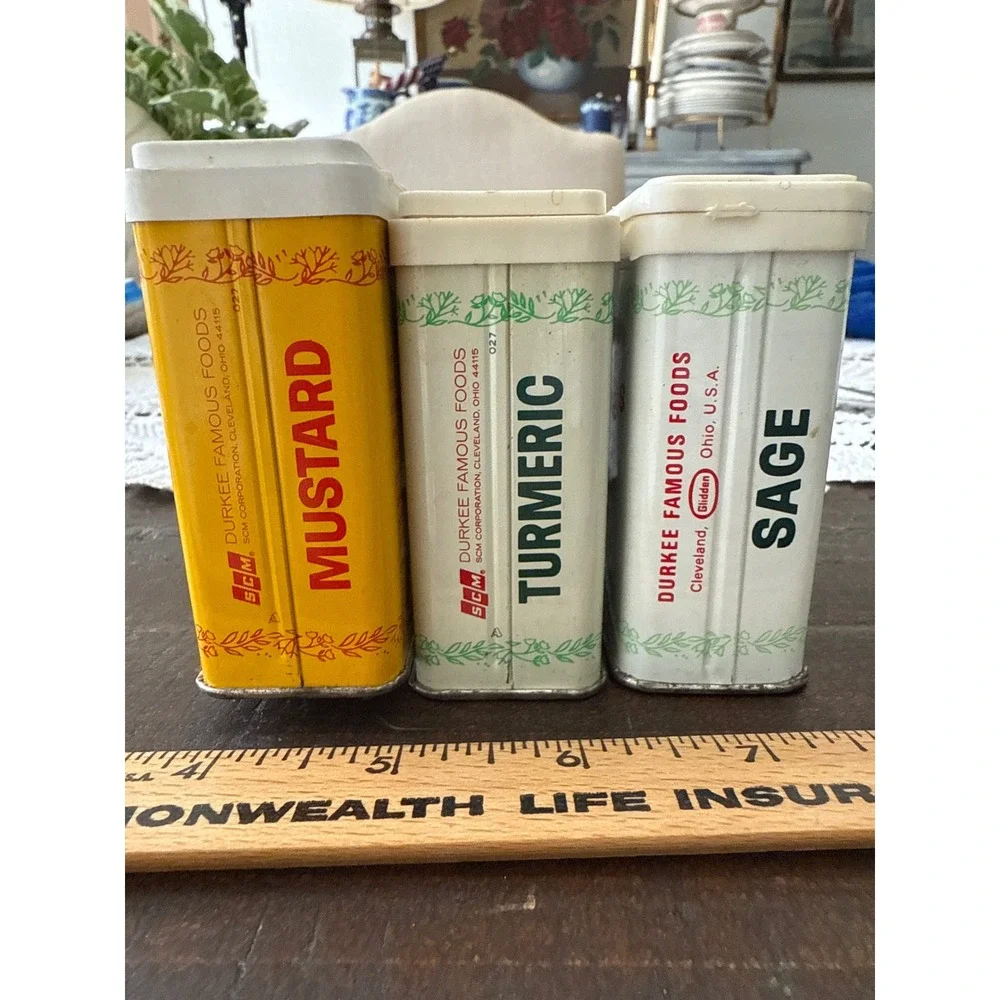 Durkee | Accents | Durkee Spice Tin Lot Assemblage Craft Props Mustard ...